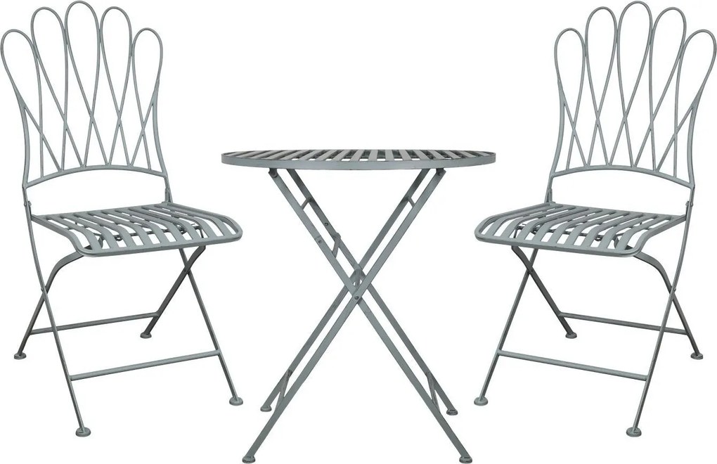 Modrý zahradní bistro set stůl a 2 židle La Mointré - Ø 70*75 / 2x 42*55*93cm