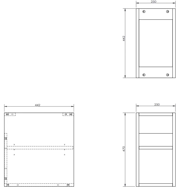 Mexen Box-A, otevřená skříňka s policí 25 cm, šedá matná, 91AX2-0250-470-0-62