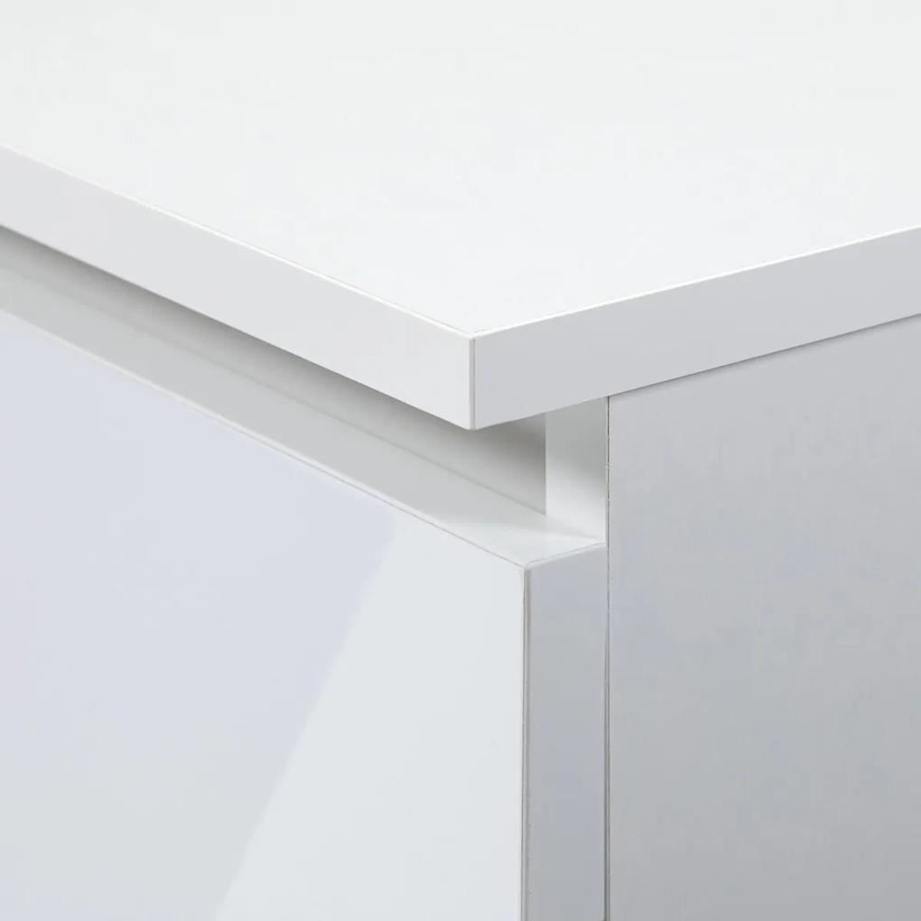 Rohový psací stůl B16 124 cm bílý lesk levý
