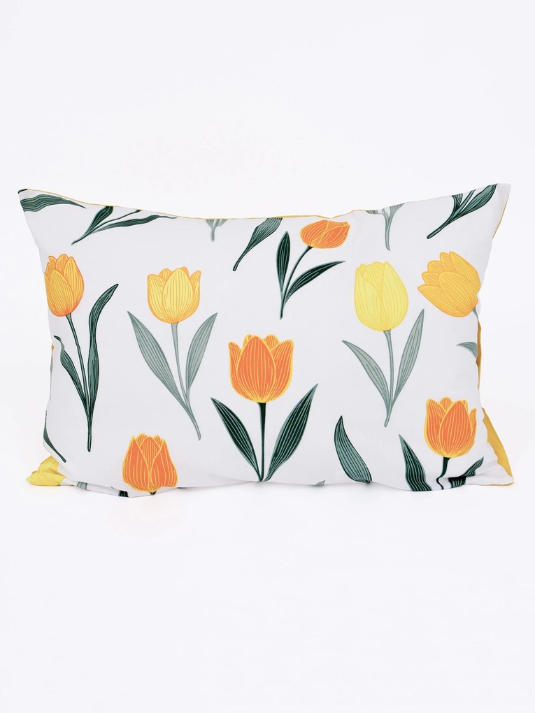 MK Lůžkoviny Bavlněný povlak na polštář Renforcé 40 x 60 cm - Květy tulipánů oranžové