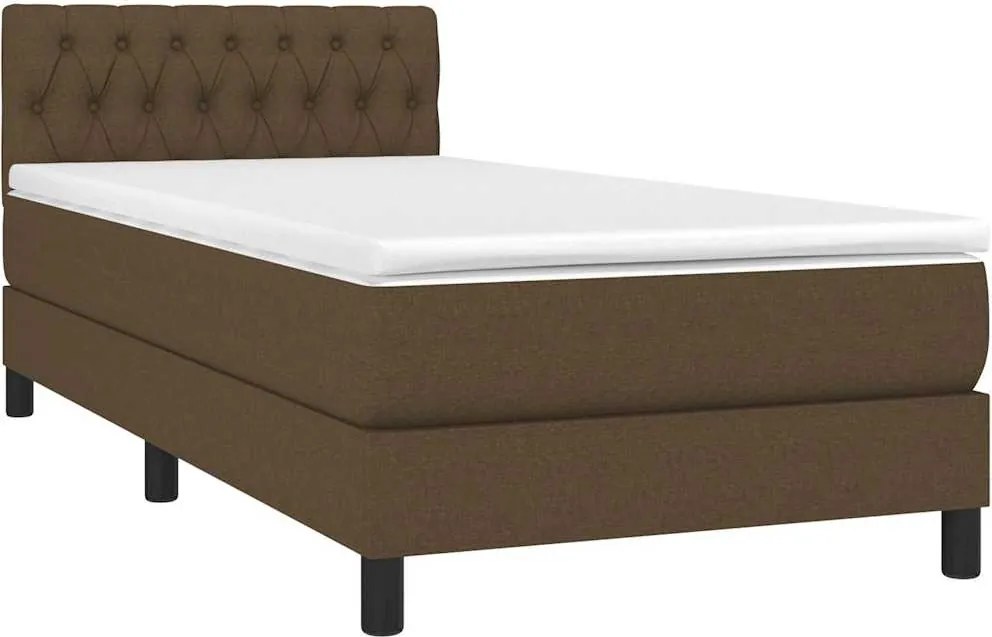 Box spring postel s matrací a LED tmavě hnědá 100x200 cm textil 3133376