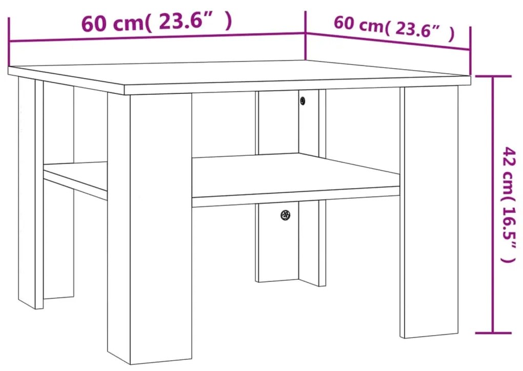 Konferenční stolek dub sonoma 60 x 60 x 42 cm dřevotříska - Default Title