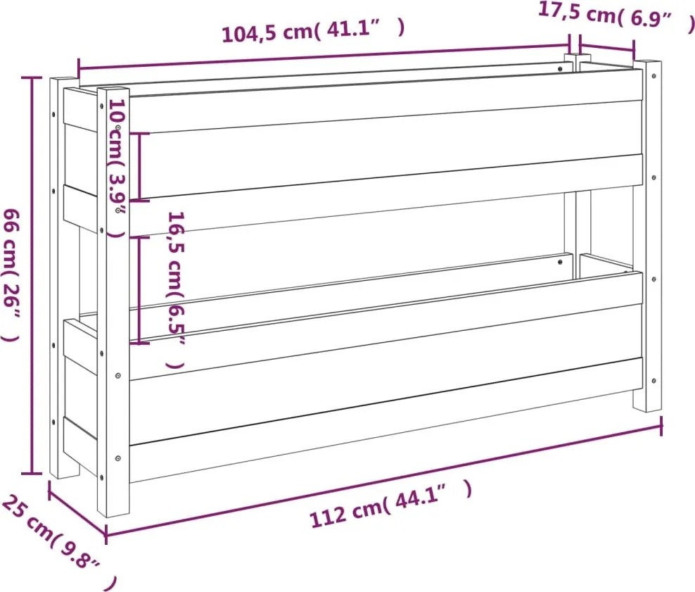 vidaXL Truhlík 112 x 25 x 66 cm masivní borové dřevo [823931] Barva: Přírodní