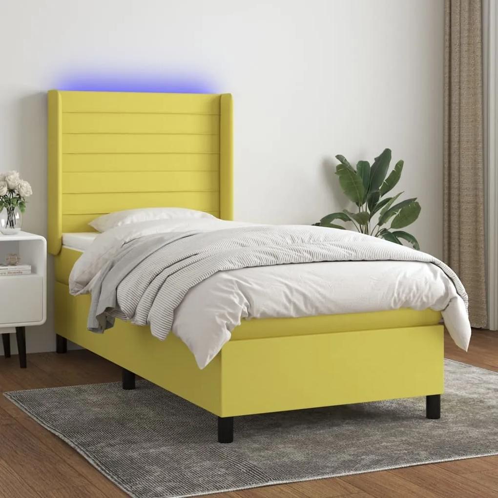vidaXL Box spring postel s matrací a LED 90x190 cm textil [3138362] Barva: Modrá