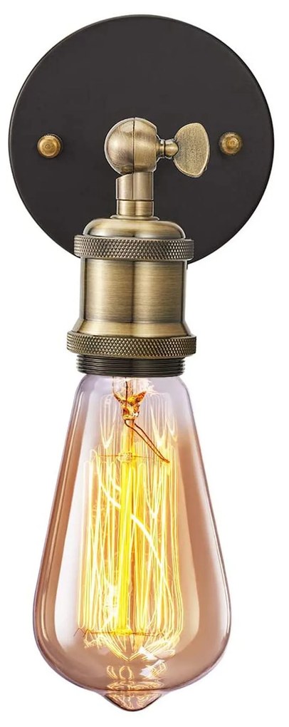 Toolight - nástěnná kovová lampa E27 60W Loft APP618-1W, retro zlatá-černá, OSW-03797