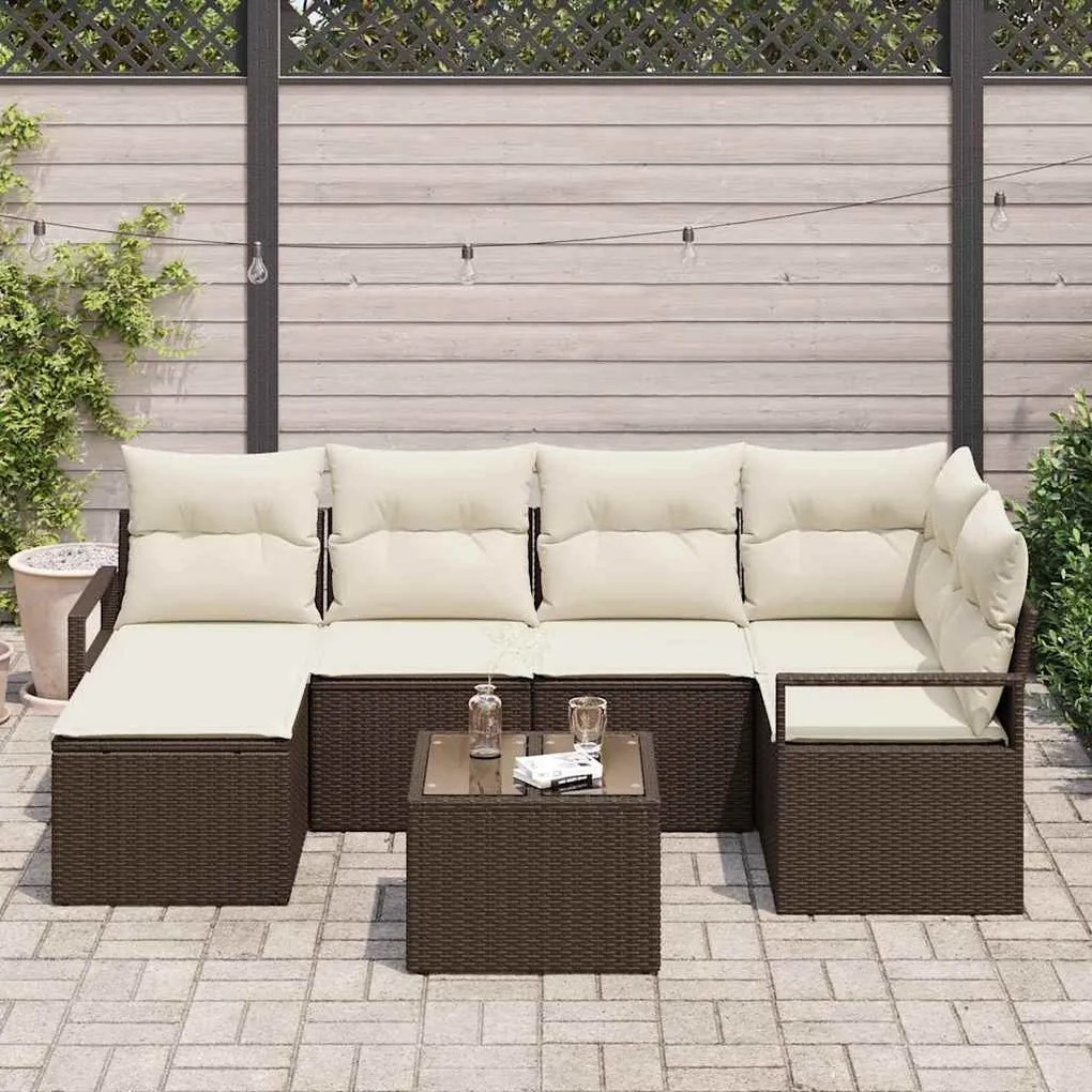 Set pohovek 7 ks Hnědá polyratan 3346458
