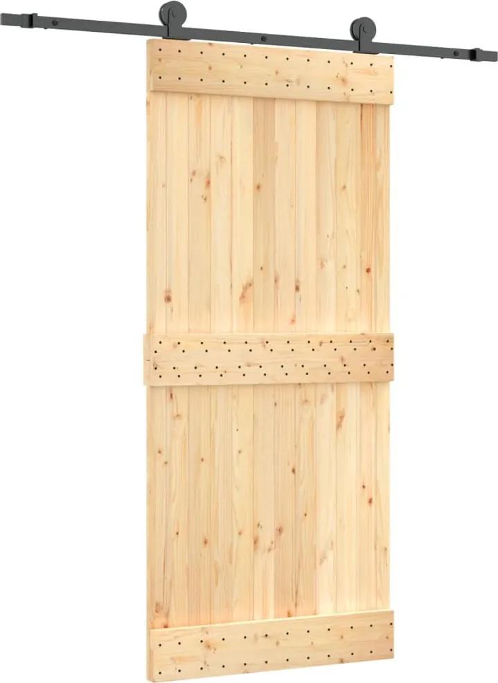 vidaXL Posuvné dveře s kováním 90 x 210 cm masivní borové dřevo [3203049]