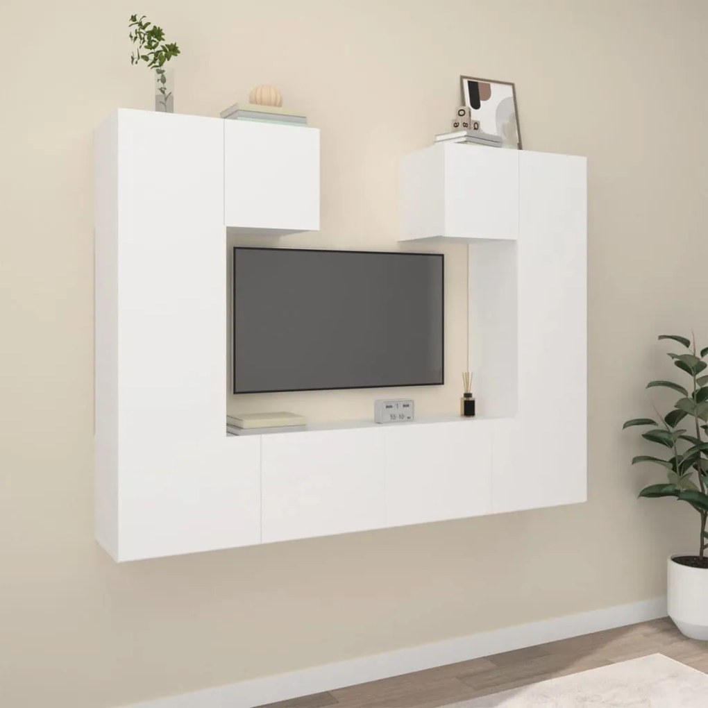 6dílný set TV skříněk bílý kompozitní dřevo 3114454