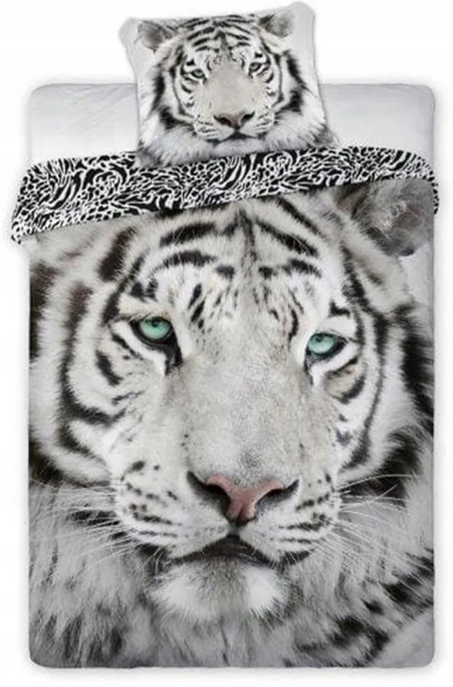 DĚTSKÉ BAVLNĚNÉ LOŽNÍ POVLEČENÍ TIGER 140X200 CM, 1 KS 70X90 CM VZOROVANÉ