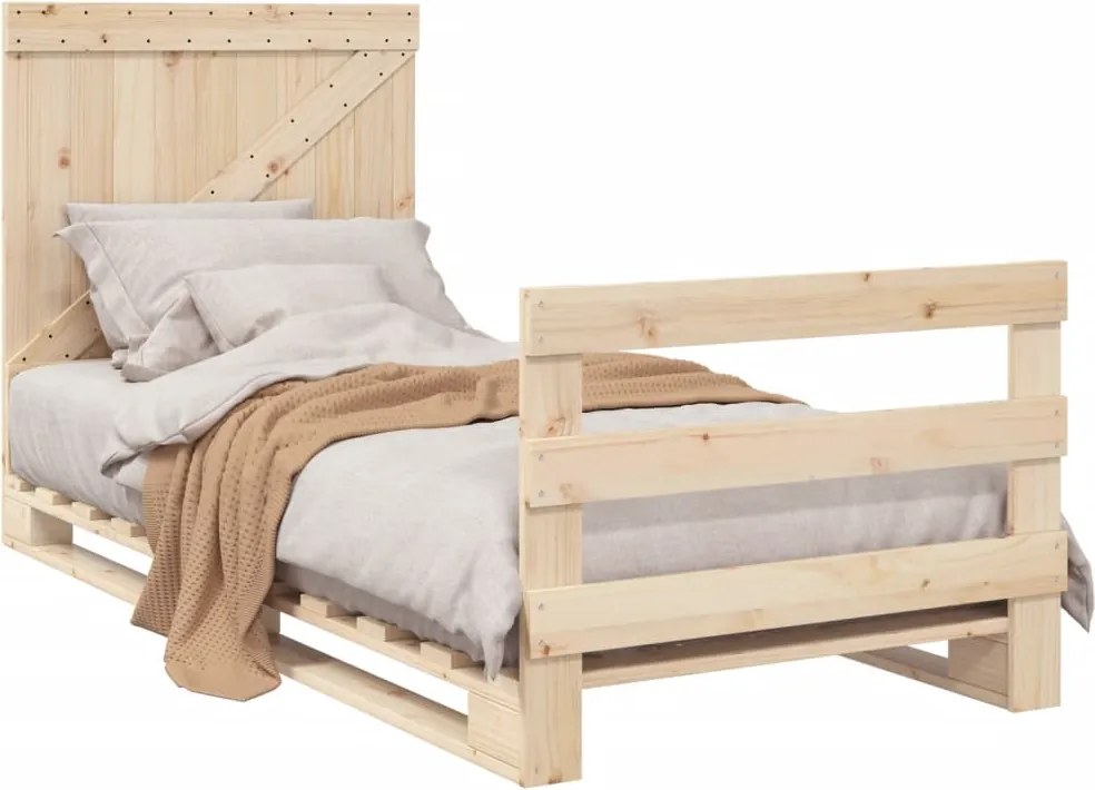 Rám postele s čelem 90 x 200 cm masivní borové dřevo 3281556