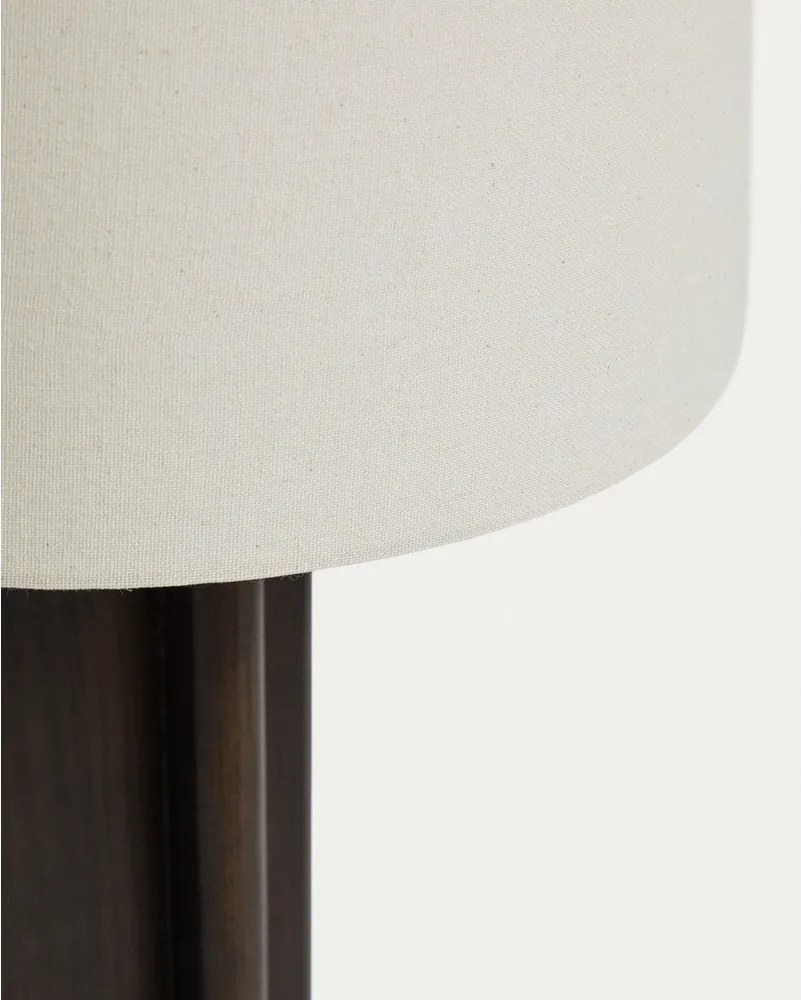 Bílá/tmavě hnědá stolní lampa z kaučukového dřeva s textilním stínidlem (výška 48 cm) Niani – Kave Home