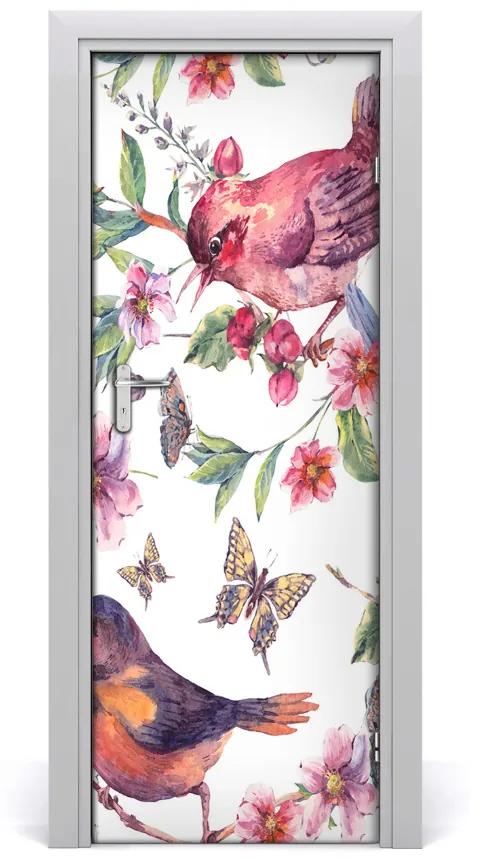 Samolepící fototapeta na dveře Motýli květiny 75x205 cm