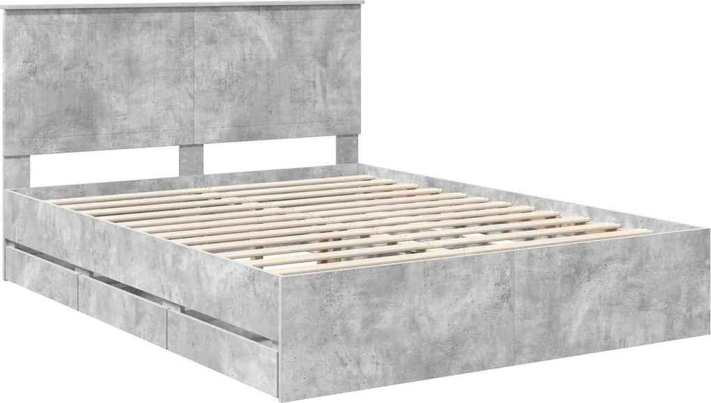 Rám postele s čelo Betonově šedá 150 x 200 cm Inženýrské dřevo 3411106