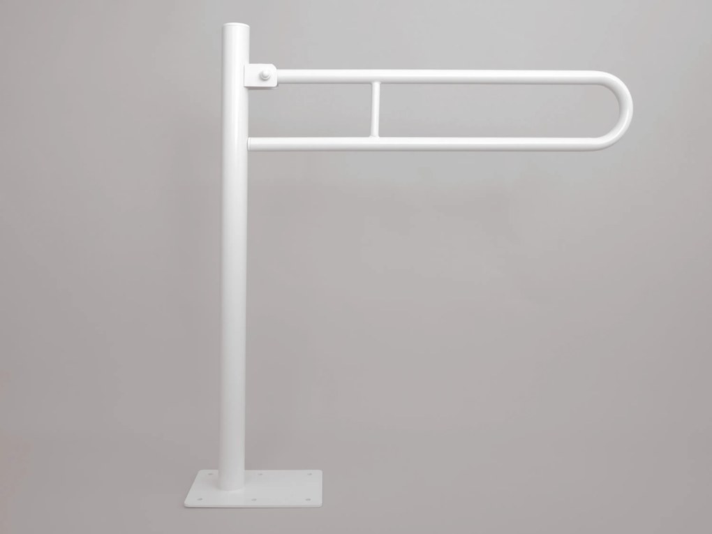 Wela madlo U k WC sklopné podlahové invalidní BÍLÉ PREMIUM domadlo 4002430 Délka: 80 cm, Průměr: 25 mm