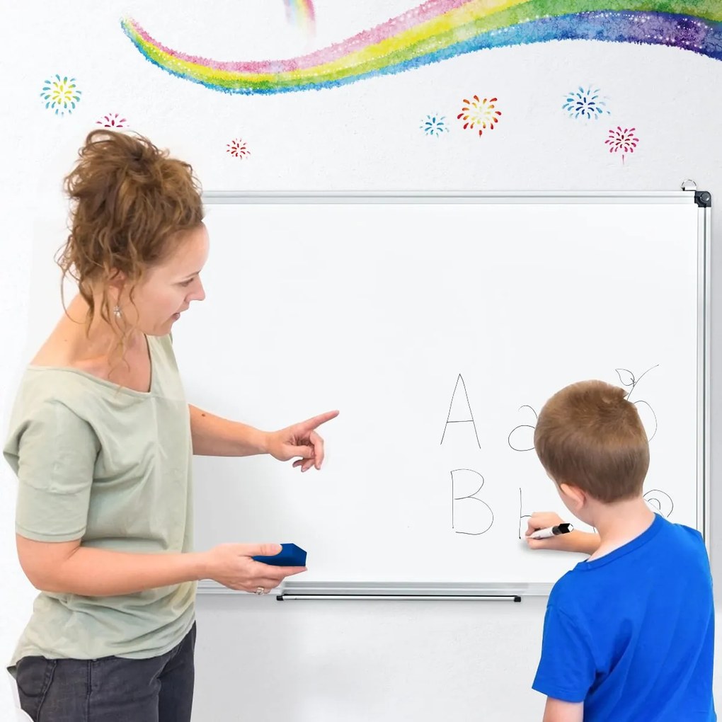 Costway Magnetická tabule na psaní nástěnná tabule s hliníkovým rámem