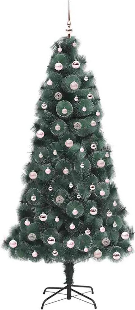 Umělý předsvícený vánoční stromek se sadou koulí Zelená 240 cm 3396192