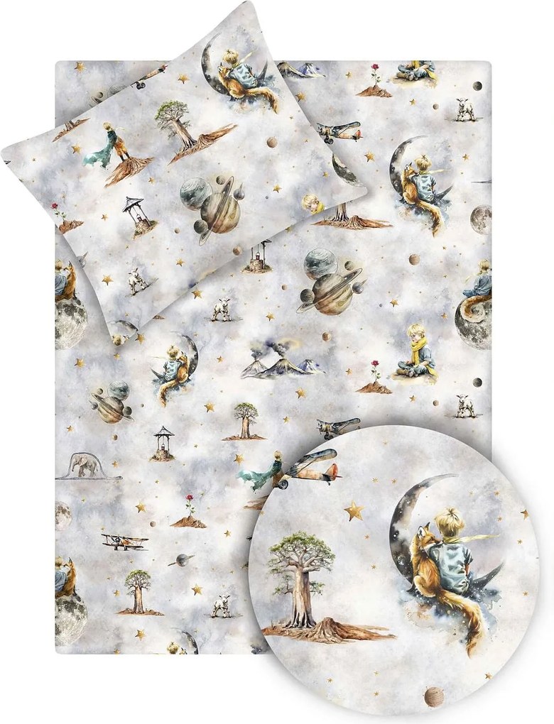 Perkálové bavlněné povlečení do postýlky Zasněný Malý princ Velikost: 95 x 130 + 45 x 65