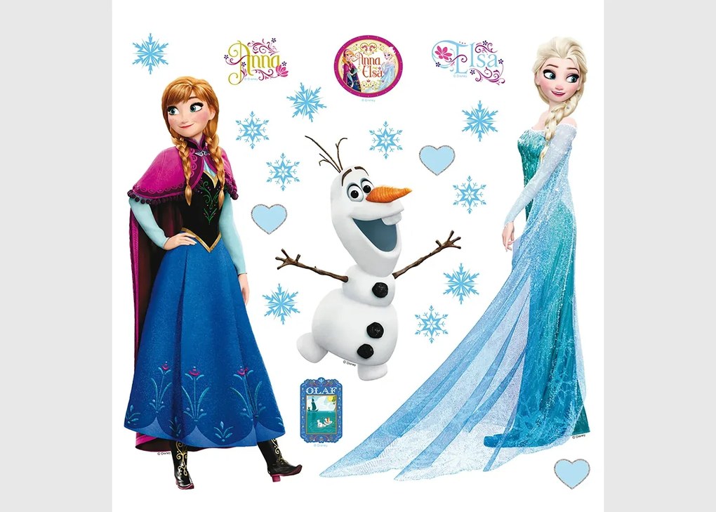 Dětská samolepka na zeď Ledové Království Elsa, Anna A Olaf, Disney | 30 x 30 cm | DDKS 1095