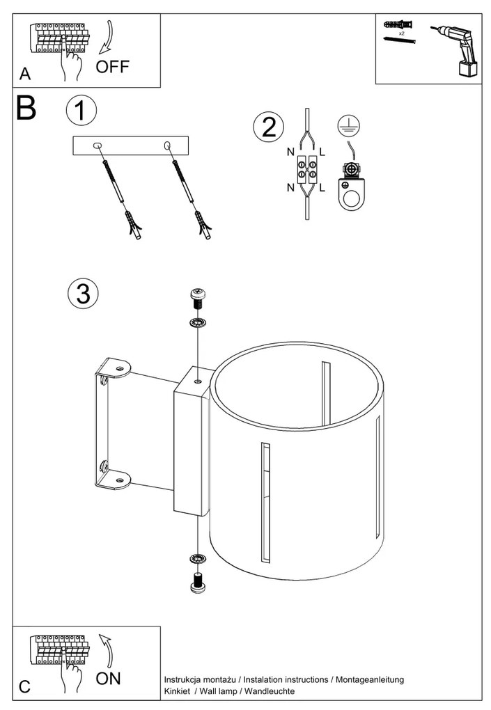 Sollux Lighting Nástěnné svítidlo INEZ Černá
