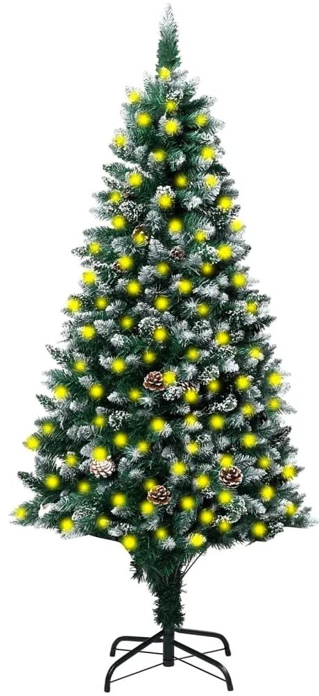 3077447 vidaXL Umělý vánoční stromeček s LED diody a šišky a bílý sníh 240 cm