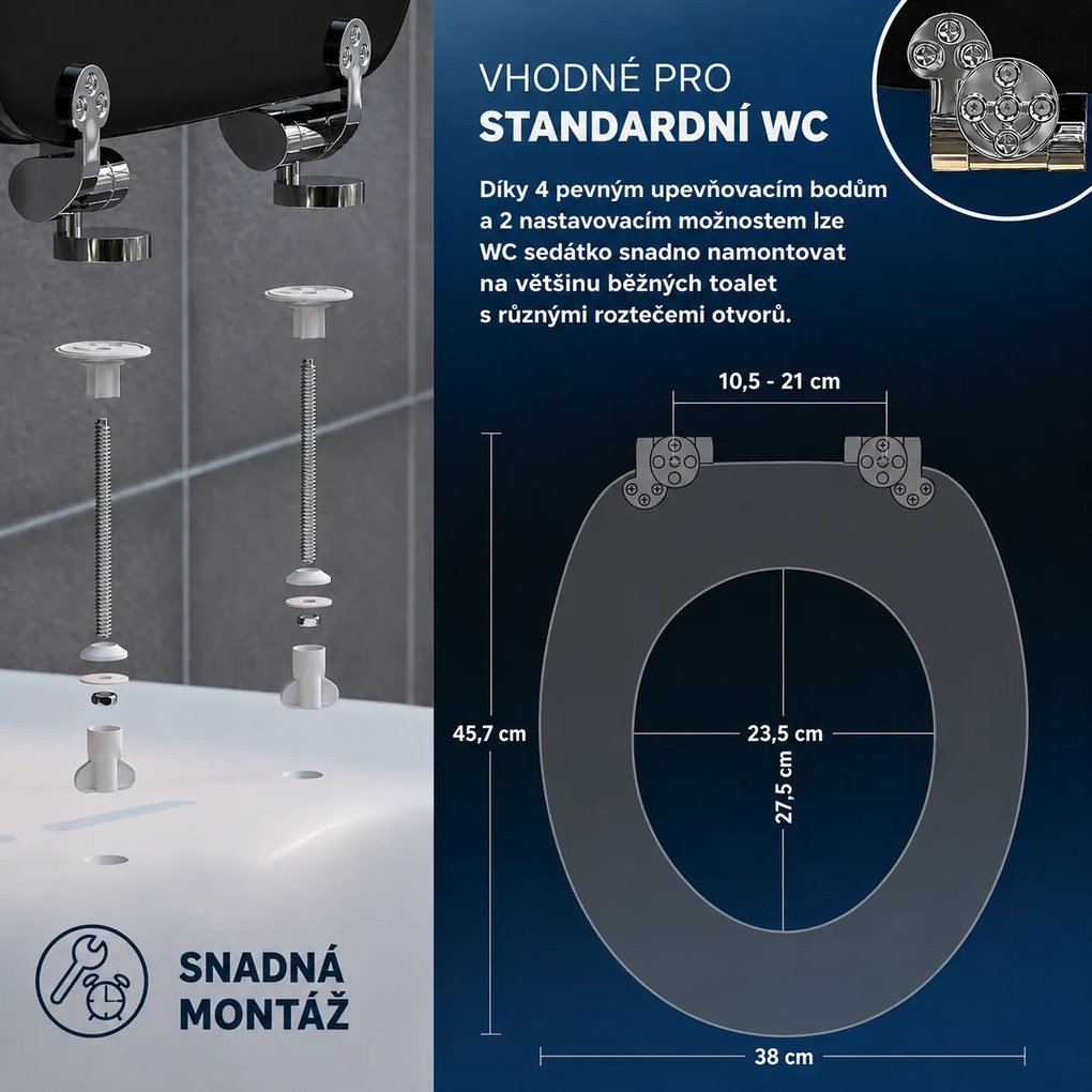 WC sedátko s automatickým spouštěním černé 108584