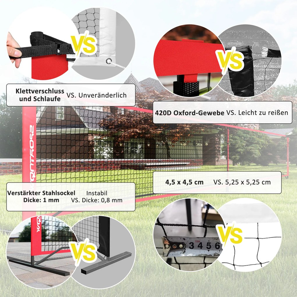 SPORTNOW Přenosná síť na pickleball – Sada 6,7m s nejvyššími standardy, včetně sítě, značkovačů, sběrače míčků a tašky pro venkovní použití
