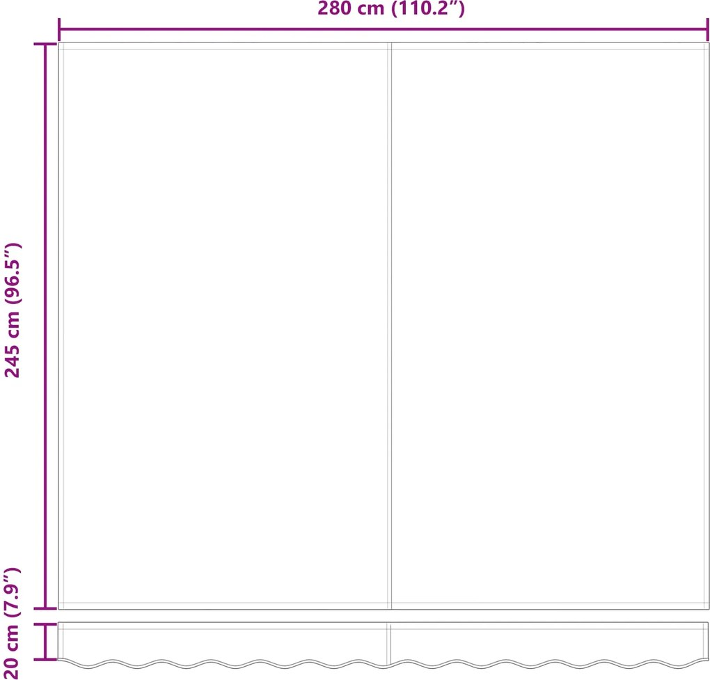 Stahovací markýza Černá 300 x 250 cm Plátno a hliník 3330045