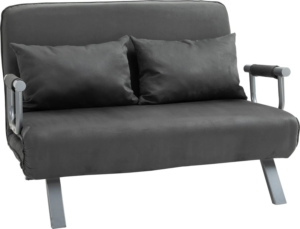 HOMCOM Rozkládací Pohovka s Nastavitelným Opěradlem, Dekorační Polštáře, Pohodlné Lůžko, Sametový Vzhled, Opěrky, Hostinské Lůžko, Skládací Křeslo do