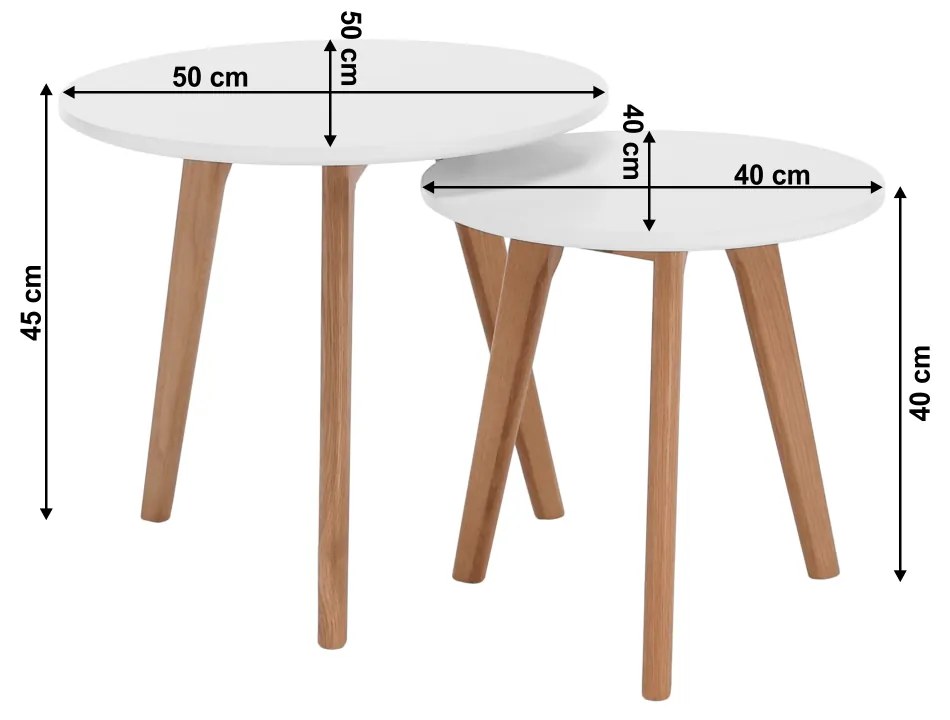 Sada 2 konferenčních stolků MALTO — bílá / buk Kondela