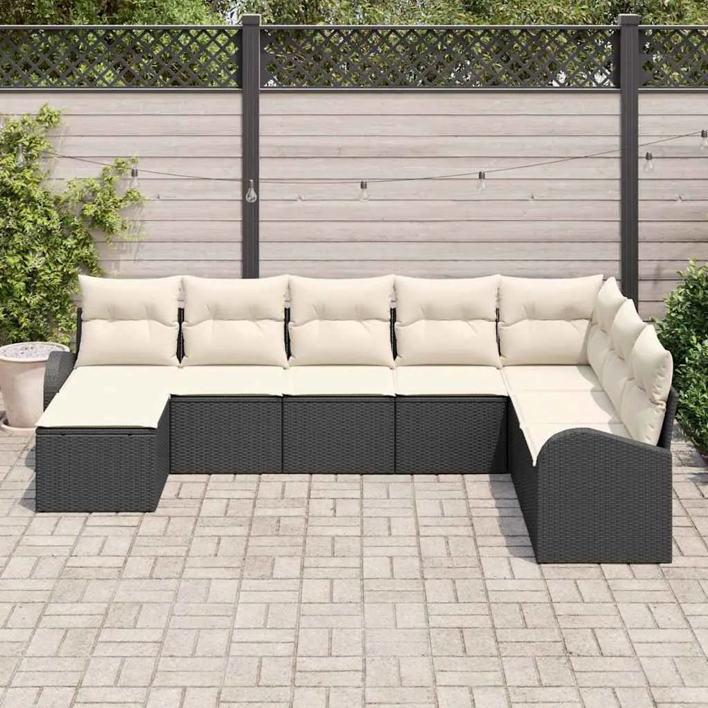 Set pohovek 8 ks Černá a bílá polyratan 3354826