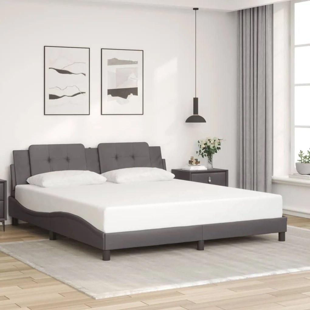 Rám postele s LED bez matrace Zadar šedý 180 x 200 cm 3214127