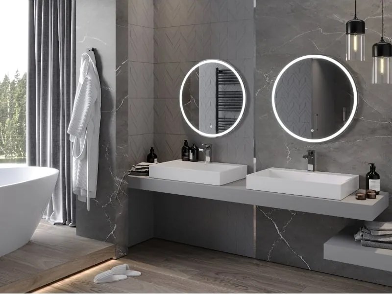 Mexen Gobi koupelnové zrcadlo s osvětlením, kulaté 70 cm, LED 6000K, proti zamlžení - 9801-070-070-611-00