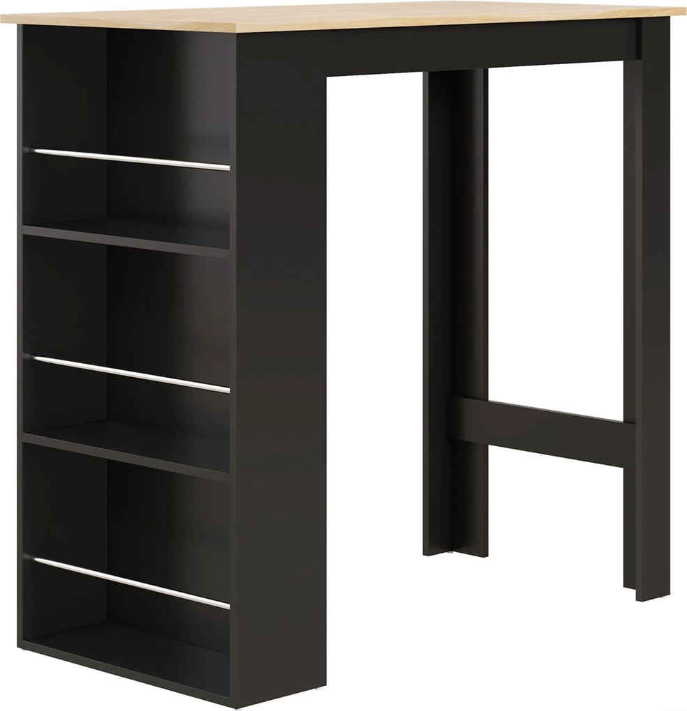 HOMCOM Vysoký Barový Stolek - rozměry 112D x 57Š x 106V cm - 3 police - černý