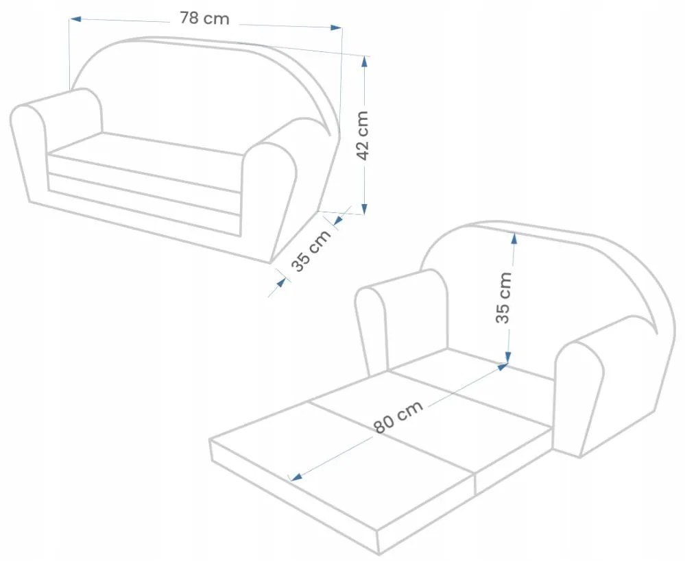 Dětská rozkládací MINI pohovka Husičky - zelená/bílá