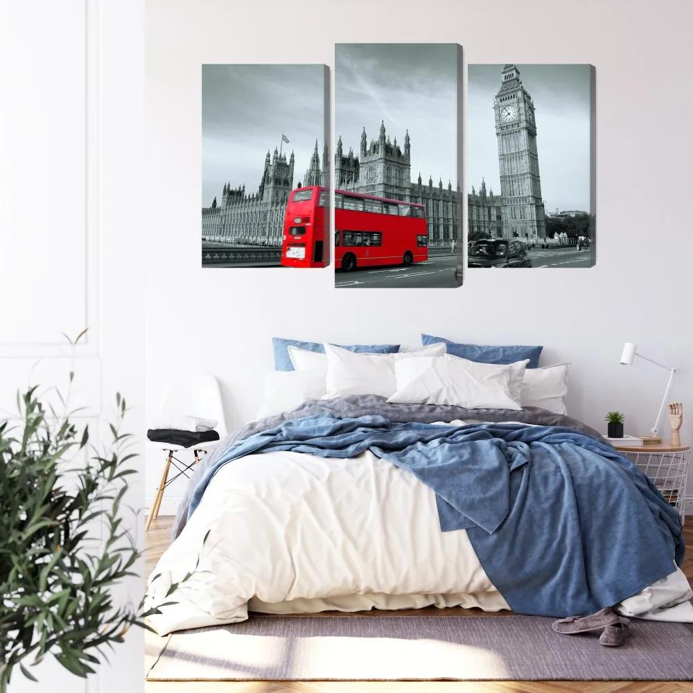 Vícedílný obraz Červený Londýnský Autobus Nedostatek Nedostatek Plátno Canvas 120x80