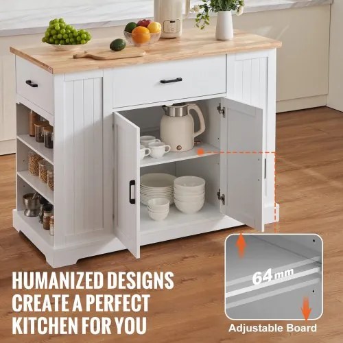 Kitchen Island Vozík Úložná skříňka Servírovací vozík se zásuvkou a policemi