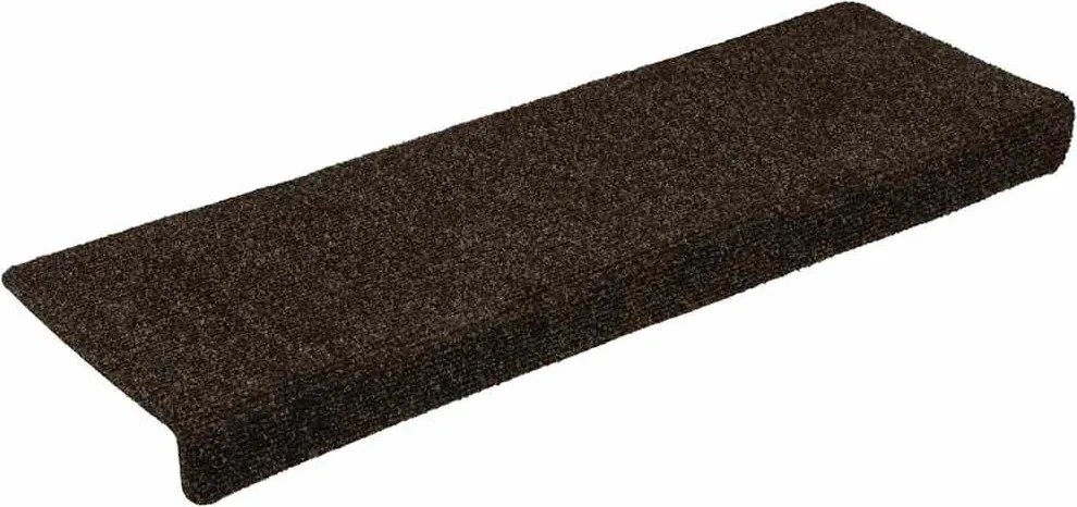 Schodové rohože samolepicí 30 ks 65 x 21 x 4 cm tmavě hnědé s obdélníkovým okrajem 3365697