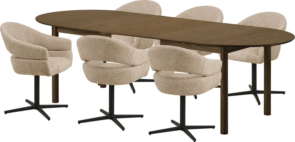 House Nordic Jídelní set BUNDABERG & DOVER 200–300×100 cm 7778033-S