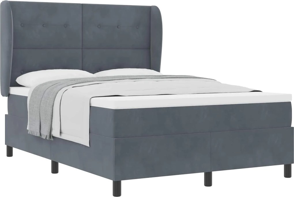 Postel s boxspringem s čelo Tmavě šedá 200 x 140 cm samet 3340929