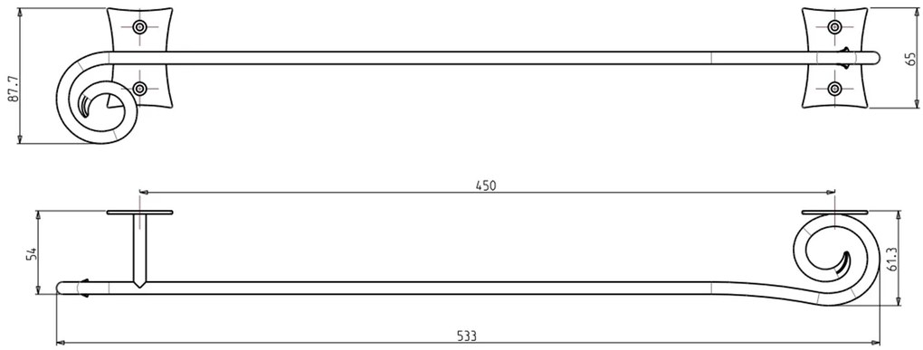 Sapho, REBECCA držák ručníků 450x61mm, černá, CC420