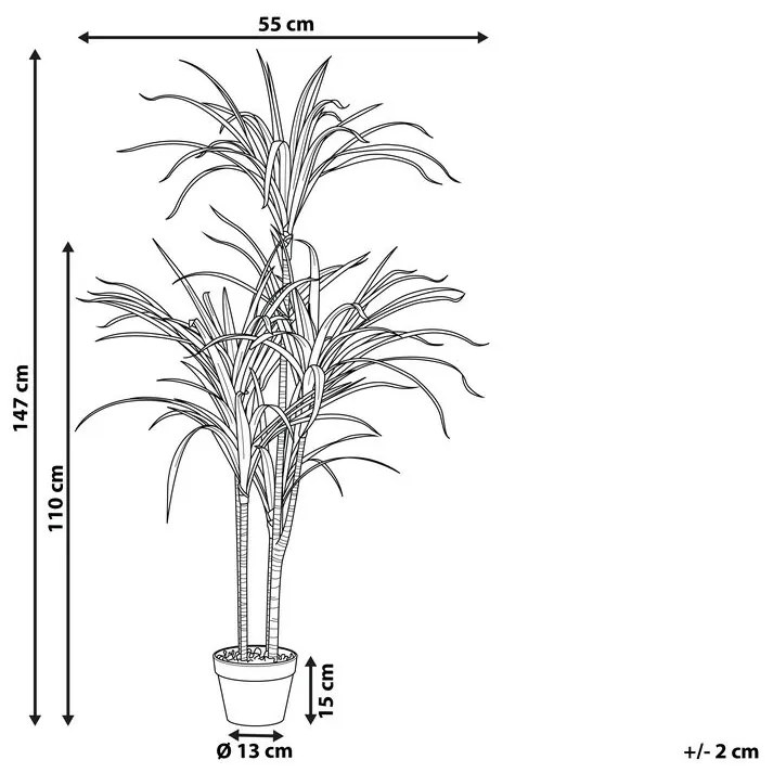 Umělá rostlina v květináči 147 cm DRACAENA ANITA Beliani