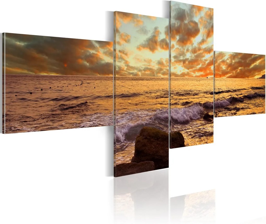 Obraz - Západ slunce nad mořem - 100x45