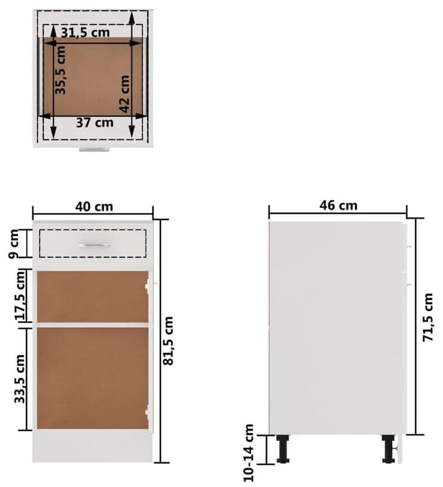 Petromila Spodní skříňka zásuvka bílá vysoký lesk 40x46x81,5 dřevotříska