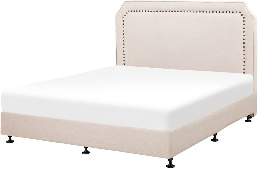 Béžová čalouněná postel  s rámem a čelem 160 x 200 cm COLONEL