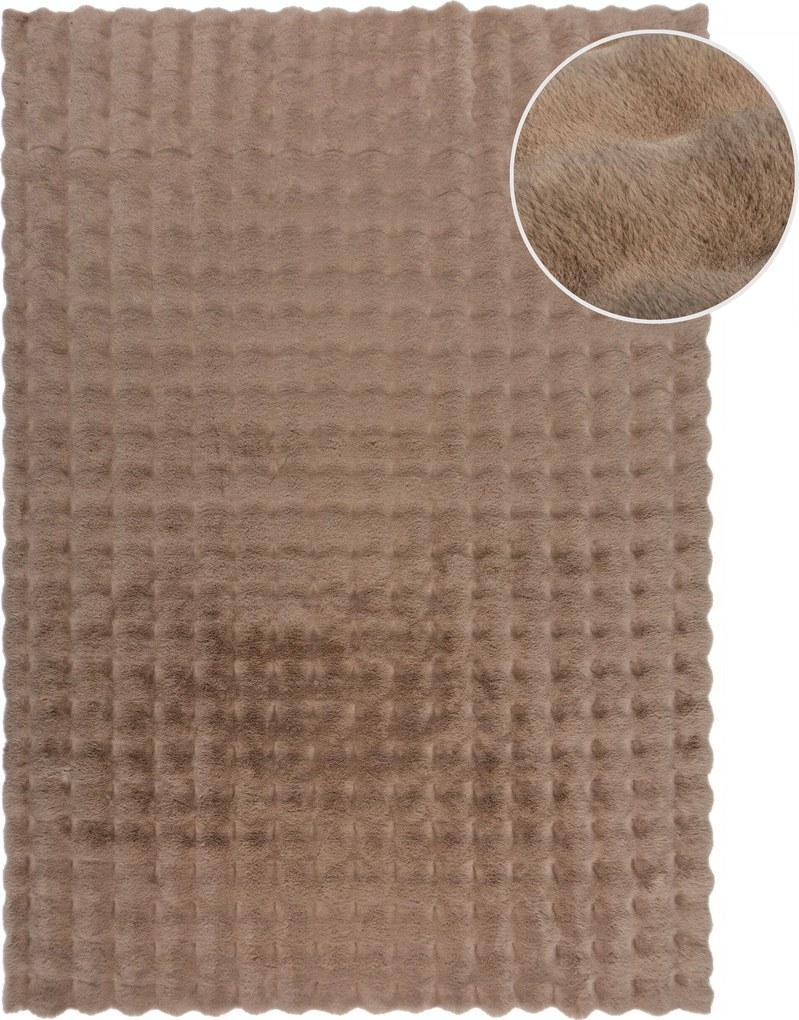 Flair Rugs, Kusový koberec Waffle Faux Fur Taupe, 180x290, hnědá, ložnice