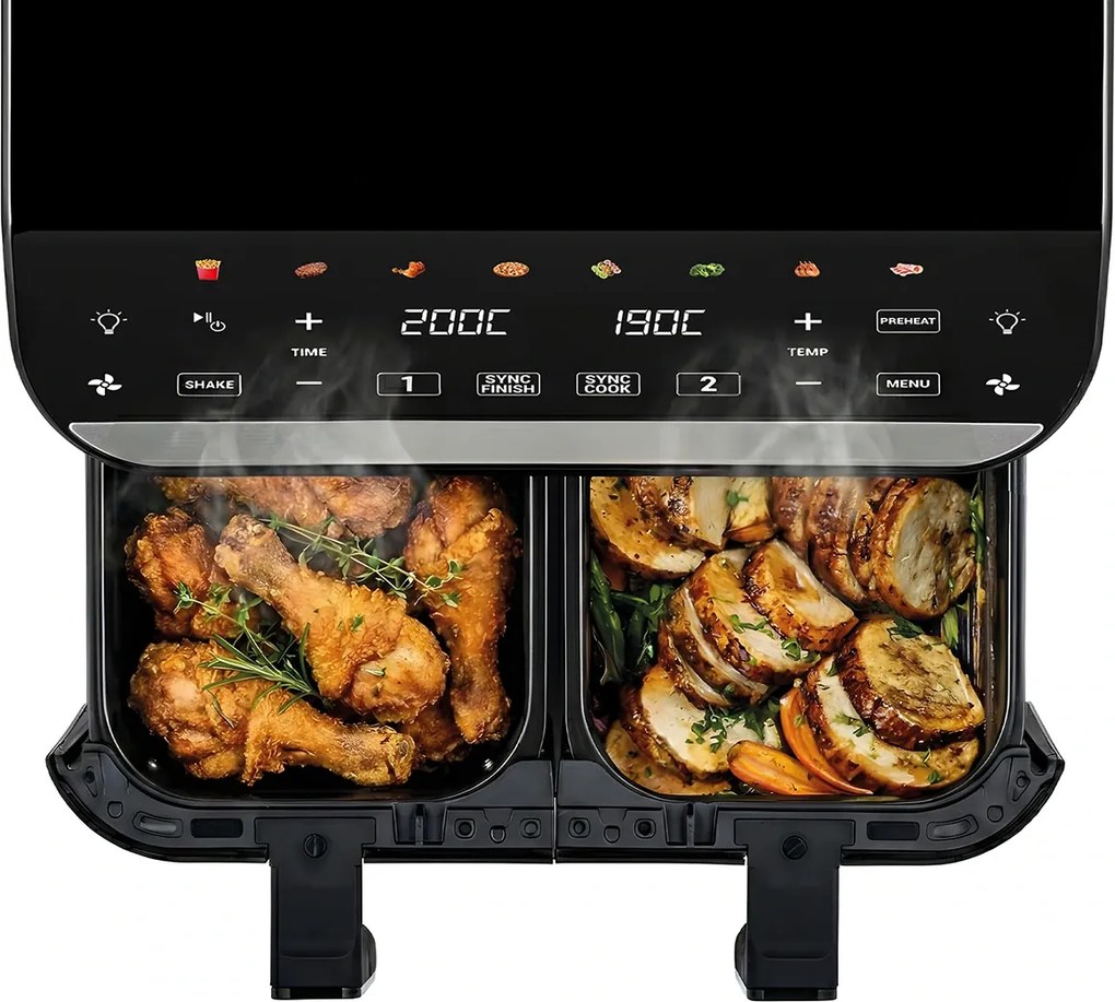 TESLA AirCook DualHeat QD464 XXL - multifunkční duální digitální horkovzdušná fritéza