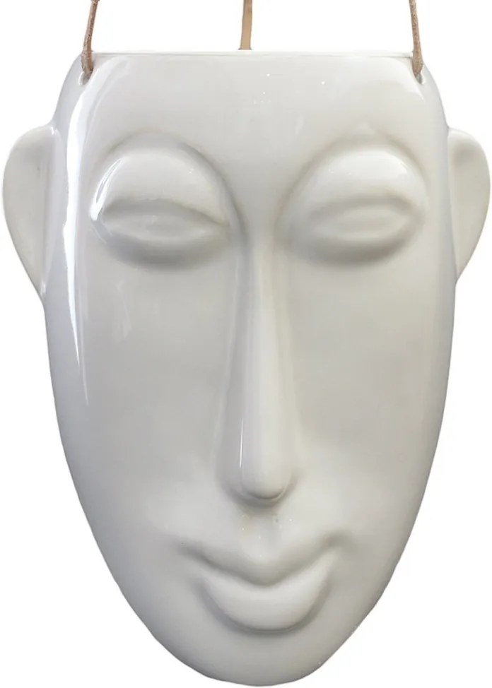 PRESENT TIME Sada 3 ks Bílý závěsný květináč Mask Long 12,5 × 17,3 × 22,3 cm, 66 cm