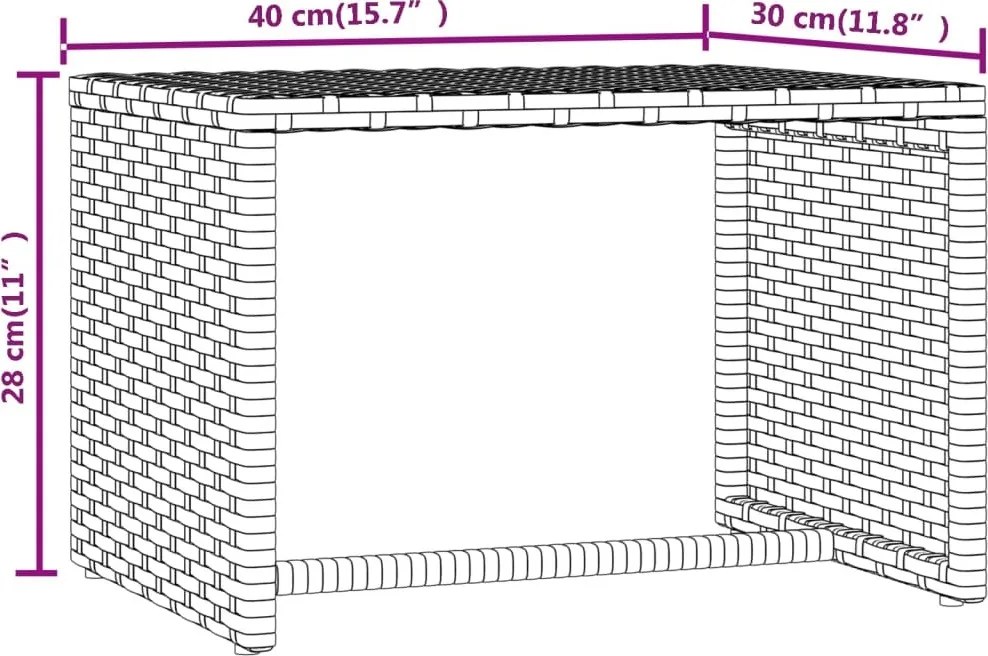 vidaXL Zahradní lehátka 2 ks se stolkem polyratan [319635] Barva: Černá