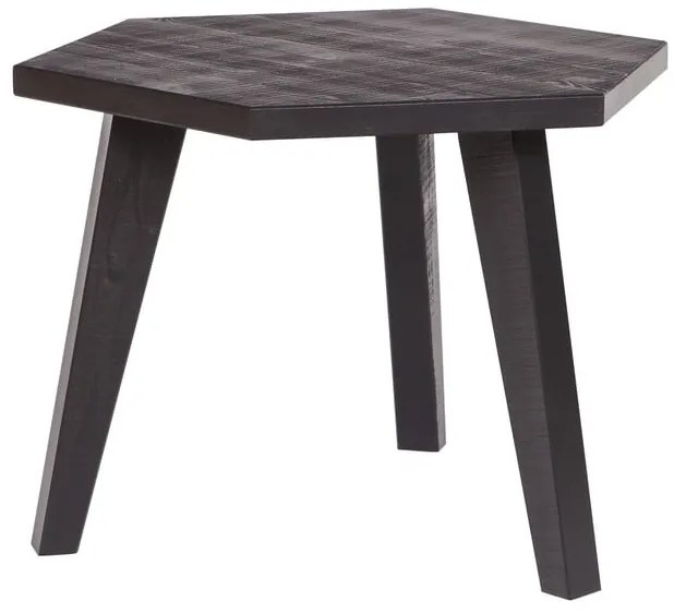 Černý odkládací stolek z borovicového dřeva WOOOD Hex