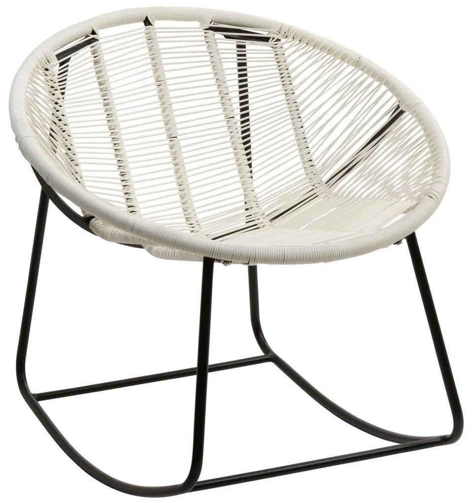 Bílo-černé kovové houpací křeslo s výpletem Pam White - 56*65*67 cm